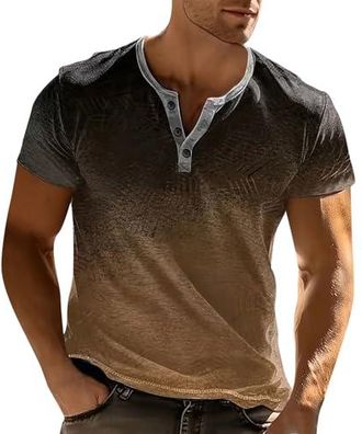 Generic Chemise ray&eacute;e en maille pour homme - D&eacute;contract&eacute;e - D&eacute;grad&eacute; - Hengli - Manches courtes - T-shirt Hengheng, jaune, XXL