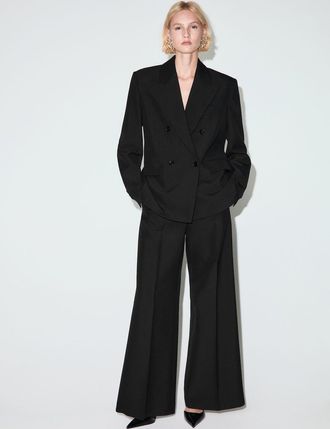 Mango Blazer de costume en laine mélangée double boutonnage noir - Femme - XL - MANGO