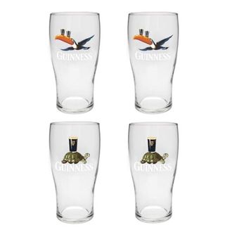 Guinness Lot de 4 verres &agrave; pinte, parfaits pour la maison, le bar et la cuisine (toucan volant/tortue)