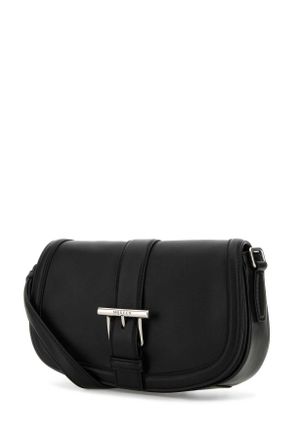 Alexander McQueen Womens Black Leather Satchel Crossbody Bag Blacksilver T-Bar Borse A Tracolla