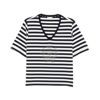 Liu Jo Femme, Tops, Multicolore, Taille: 44 FR T-shirt &agrave; rayures col en V