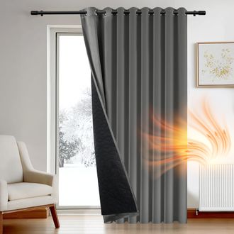 Deconovo Thermovorhang K&auml;lteschutz, Gardinen mit &Ouml;sen gegen K&auml;lte, W&auml;rmeisolierend Vorhang Verdunkelung Wohnzimmer, 160x280cm(H&ouml;hexBreite), Hellgrau, 1 St&uuml;ck