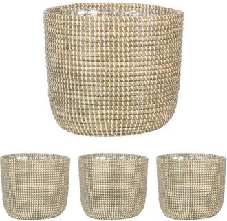 Scheurich Seegras 17, Korbgef&auml;&szlig;/Korb-Pflanzgef&auml;&szlig;/Korbtopf aus Seegras Farbe: White, 17 cm Durchmesser, 16 cm hoch, 3,5 l Vol. (Packung mit 4)