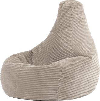 Icon Brand Dalton Sitzsack Kinder, Beige, Flauschiger Cord Stoff, Sitzsack Cord mit Füllung, Bequemer Kinder Gaming Sessel, Kuschelsessel, Lese Sessel, Schlafzim