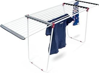 Relaxdays Trockenständer, ausziehbar, Eisen, Trockenlänge ca. 18,2 m, Wäscheständer, HxBxT: ca. 91 x 199 x 63 cm, weiß
