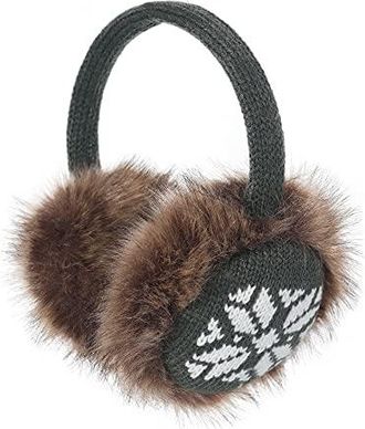 ZLYC Hiver Cache Fausse fourrure Cache-oreilles pour Femmes(Flocon de Neige Vert)