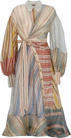 Zimmermann Femme, Robes, Beige, Taille: 40 FR Rebellion Linen and Silk Dress