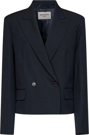 Max Mara Femme, Vestes, Bleu, Taille: 40 FR Blazer Double-Crois&eacute; Boxy