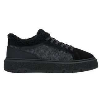 Estro & Luminara Damen Pelzgef&uuml;tterte Schwarze Wintersneaker aus echtem Velours - - Shoes - Damen - Schwarzk - 37 EU