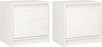 vidaXL Tables de chevet 2 pcs Blanc 40x30,5x40 cm Bois de pin massif Vidaxl