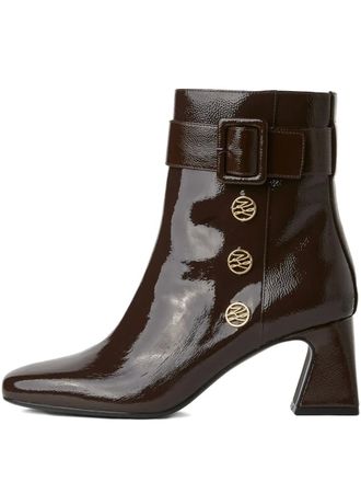 Karl Lagerfeld bottines en cuir verni à boucle - 157 BROWN