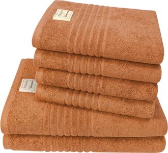 Dyckhoff 6-TLG Premium Bio Frottier Handtuch Set Nature, 4 Handt&uuml;cher (50x100cm) 2 Duscht&uuml;cher (70x140cm), GOTS Zertifiziert, Terra