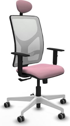 Piqueras y Crespo Schreibtischstuhl mit Rollen, Rosa, mit 1D-Armlehnen, h&ouml;henverstellbare Lendenwirbelst&uuml;tze und festes Kopfteil, ausgestattet mit 3 Positionen, Wei&szlig; / 