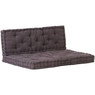 vidaXL Coussins de plancher de palette lot de 2 Coton Anthracite vidaXL