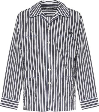 Dolce & Gabbana Homme, Chemises, Noir, Taille: XL Crinkled Striped Vanity Shirt