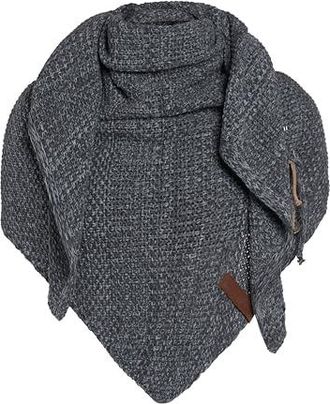 Knit Factory Coco Châle Tricoté - Foulard Triangle - Foulard femme pour lautomne et lhiver - Écharpe Femme - Châle Femme - 100% Fabriqué en Europe - Anthracite/Gri