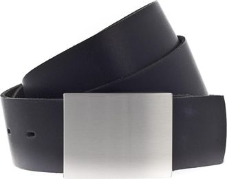 Vanzetti Herren Leder Gürtel 40mm Schwarz Rindleder Koppelschließe (115 cm)