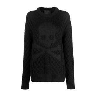 Philipp Plein Schwarzer Pullover aus Wolle und Acryl - - Knitwear - Damen - Schwarzk - XS