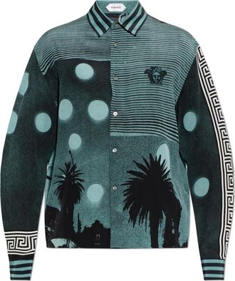 Versace Homme, Chemises, Vert, Taille: 2XL Chemise Regular En Cr&ecirc;pe De Chine De Soie Imprim&eacute;e
