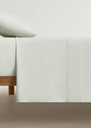 Mango Drap plat berceau en coton lav&eacute; double surpiq&ucirc;re vert for&ecirc;t - Home - 100x150cm - MANGO HOME