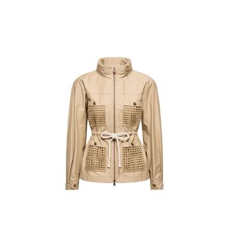 Moncler Moncler Veste &Agrave; Capuche Bougain En Serg&eacute;, Femme, Beige, Taille: 00