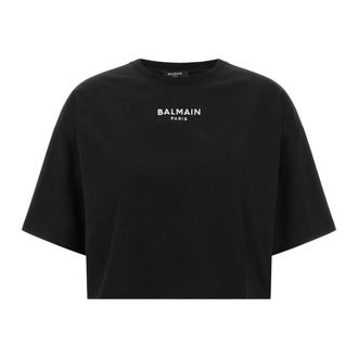 Balmain Femme, Tops, Noir, Taille: 42 FR T-shirt Paris Brod&eacute;