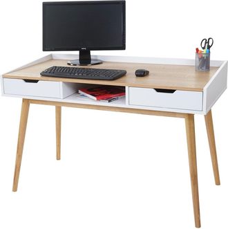 Mendler Schreibtisch HWC-A70, Computertisch Bürotisch, 120x55cm MDF Esche-Optik
