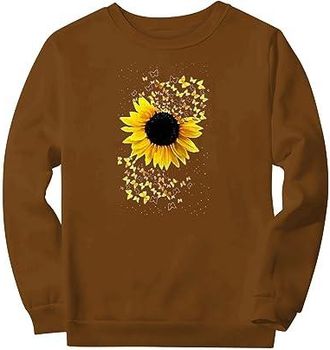 Generic Sweat-shirt pour femme - Pull pour femme - Imprim&eacute; graphique - Haut surdimensionn&eacute; - Col rond - Manches longues - Automne - Hiver - D&eacute;contract&eacute; - Conf