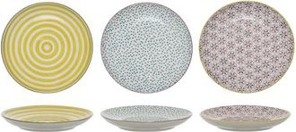 Bloomingville kleine Teller Patrizia, blau gelb lila, Keramik, 3er Set, 16 cm