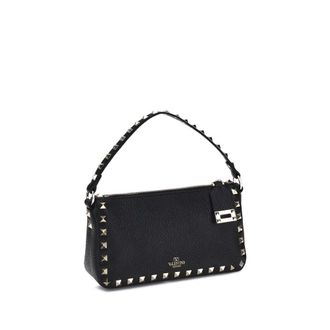 Valentino Garavani Womens Black Calf Leather Bos Taurus Shoulder Bag
