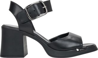 Estro & Luminara Femme, Chaussures, Noir, Taille: 38 EU Sandales en cuir &agrave; talon bloc stable avec larges brides