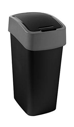 Curver | Poubelle Flip Bin 50L 29,4x37,6x65,3 cm Noir/Argent