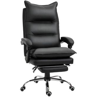 Vinsetto Vinsetto - Bürostuhl mit Liegefunktion, ergonomisch Schreibtischstuhl, höhenverstellbar Drehstuhl mit Fußstütze, gepolstert, bis 135 kg belastbar