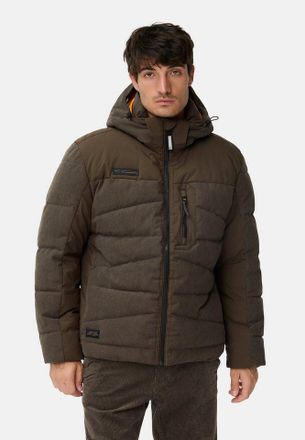 Camel Active Steppjacke mit abnehmbarer Kapuze Langarm Markenlogo