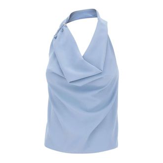 Kaos Kaos, Femme, Tops, Bleu, Taille: 44 FR Blouse Col Ch&acirc;le Drap&eacute; et Dos Nu