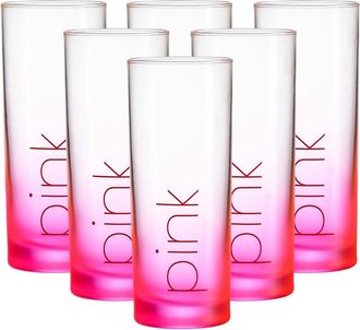 Ritzenhoff & Breker Flash Trinkgläser-Set 6-teilig - 360 ml - Longdrinkgläser in bunten Farben mit Beschriftung - Spülmaschinengeeignet - Pink