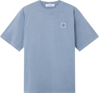 Stone Island Homme, Tops, Bleu, Taille: XL T-shirt coupe classique avec &eacute;cusson Compass