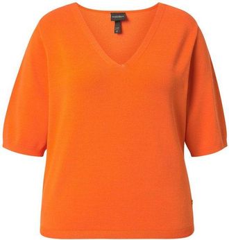Ulla Popken Strickpullover Pullover elastischer Saum V-Ausschnitt Halbarm