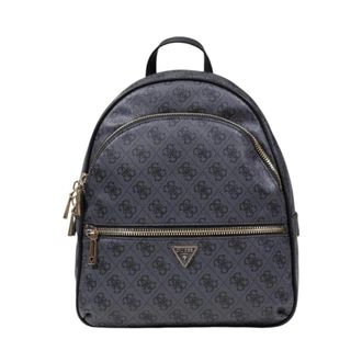 Guess Bedruckter Rucksack aus Polyurethan mit Rei&szlig;verschluss und mehreren Taschen - - Bags - Damen - Grau - ONE SIZE