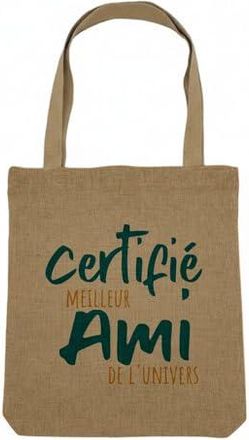 Fabulous Sac Shopping Tote Bag Aspect Lin - Certifi&eacute; meilleur Ami de lunivers Copain Amiti&eacute; Garcon - Sac de Courses Toile Epaisse 360g Beige Naturel Cabas Port
