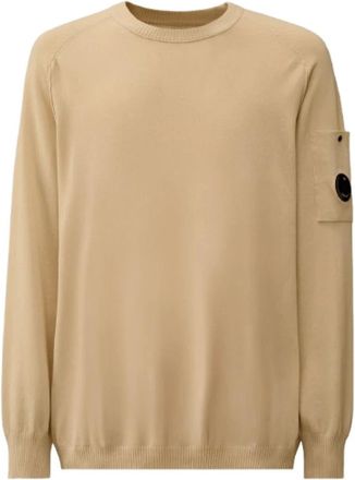 C.P. Company C.p. Company, Homme, Pulls, Beige, Taille: XL Cotton Crepe Crew Neck Lens Sweater