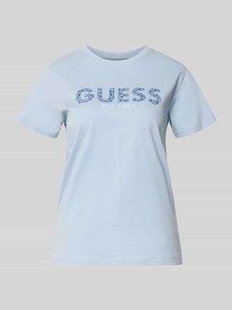 Guess T-Shirt mit Label-Print und Strasssteinbesatz