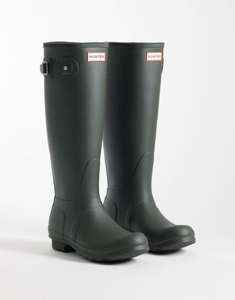 Hunter Original - Gummistiefel in dunklem Olivgr&uuml;n mit hohem Schaft