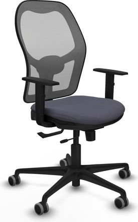 Piqueras y Crespo Hellgrauer Stuhl mit 1D-Armlehnen, h&ouml;henverstellbare Lendenwirbelst&uuml;tze, ausgestattet mit Syncro/Traslack und eingespritztem Schaum. Mit Rollen von 65