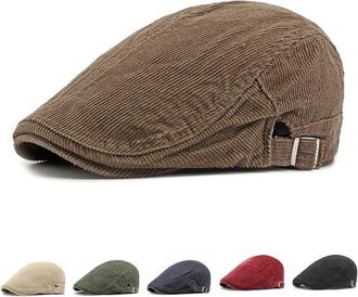 Generic Casquette Béret Plate Coton pour Homme, Casquette Plate Réglable Souples Vintage Automne Hiver