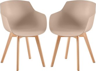 Eggree 2er-Set Esszimmerst&uuml;hle, skandinavische K&uuml;chensessel mit Beinen aus massivem Buchenholz, Khaki