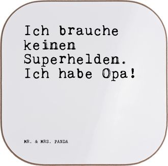 Mr. & Mrs. Panda Holzuntersetzer Ich Brauche keinen Superhelden - Geschenk, Opa Spruch, Sprüche Weisheiten Zitate Lustig Weisheit Worte, Coaster, Dankeschön, Geburtsta
