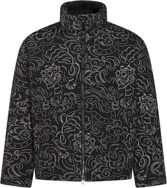 Kenzo Gefütterte Jacke mit Blumen-Print - Schwarz