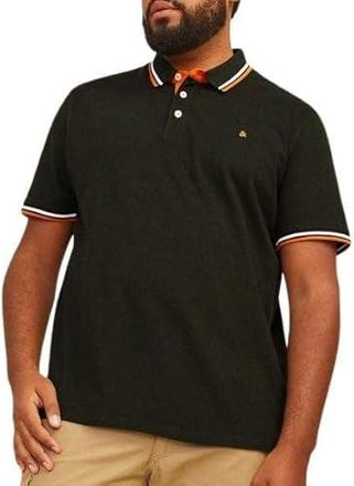 Jack & Jones Jjepaulos Polo Ss Noos Pls Homme Polo, Vert Fonce - Blanc - Orange, 3XL