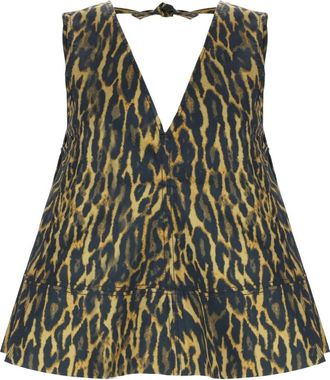 Ganni Femme, Tops, Multicolore, Taille: 36 FR Top A-line Imprim&eacute; en Coton Stretch